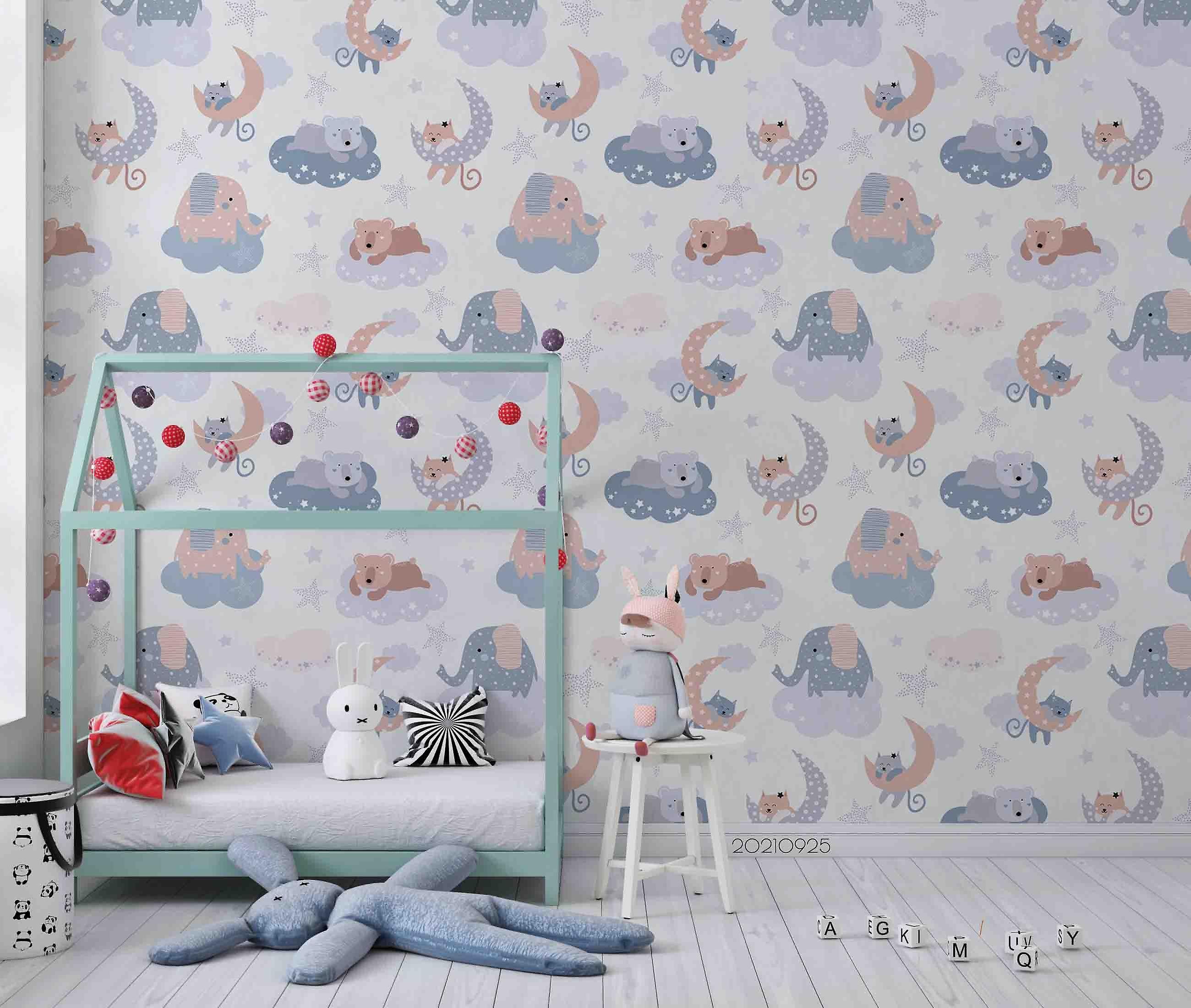 3D tecknad film, djur, elefant, måne, väggmålning, tapet, lqh 302 | Fruugo SE