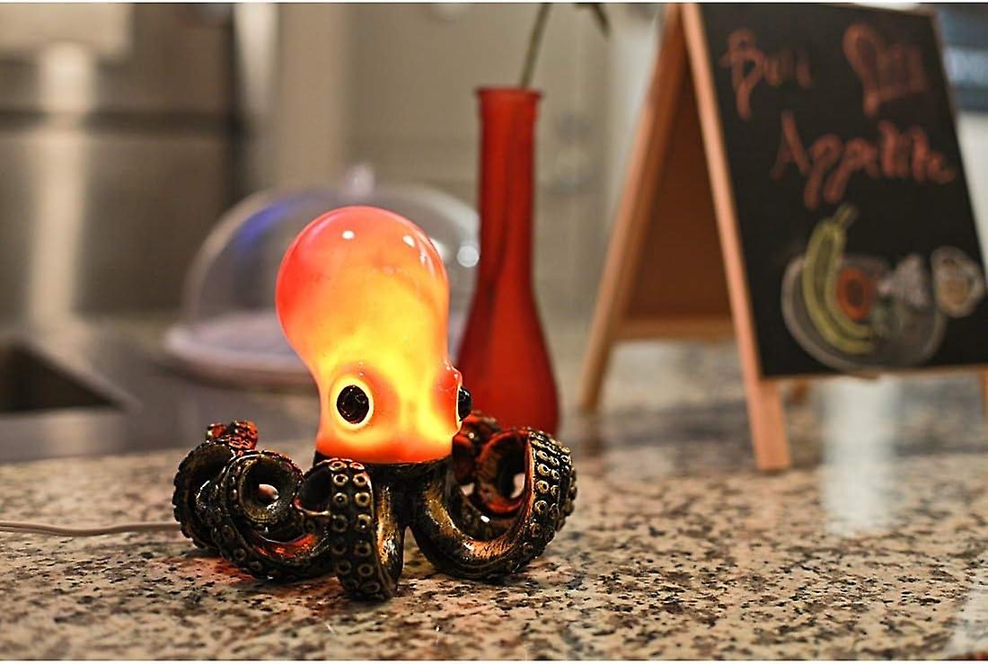 Bronze Resin Octopus Lamp Coastal Accent Decor Red Orange Nautical ...