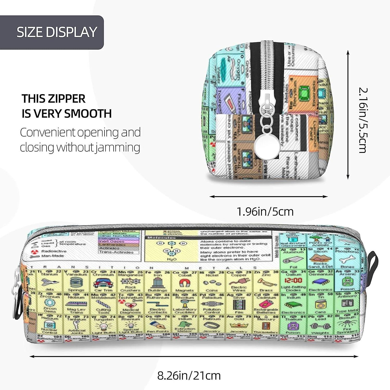 Leather Pencil Case Periodic Table of Elements Stationery Pencil Bag ...