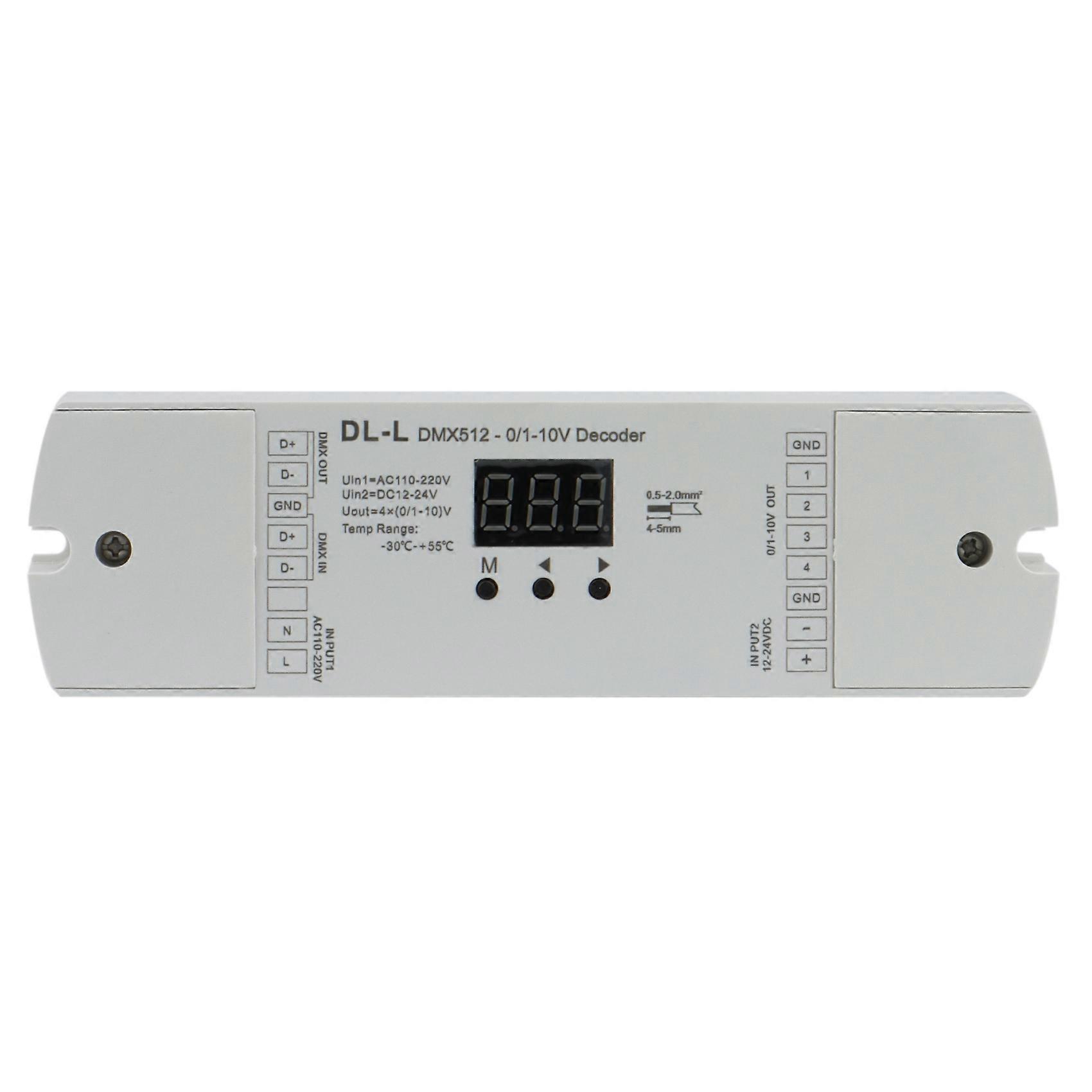4 Channel DMX512 to 1-10V / 0-10V Converter, DC 12V-24V Input, 4CH DMX RDM Numeric Display ...