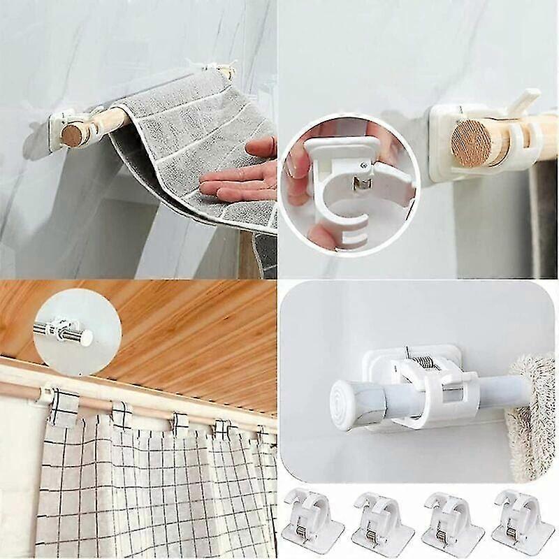 4 Pack Self Adhesive Curtain Rod Hooks No Drilling, Stick On Curtain ...