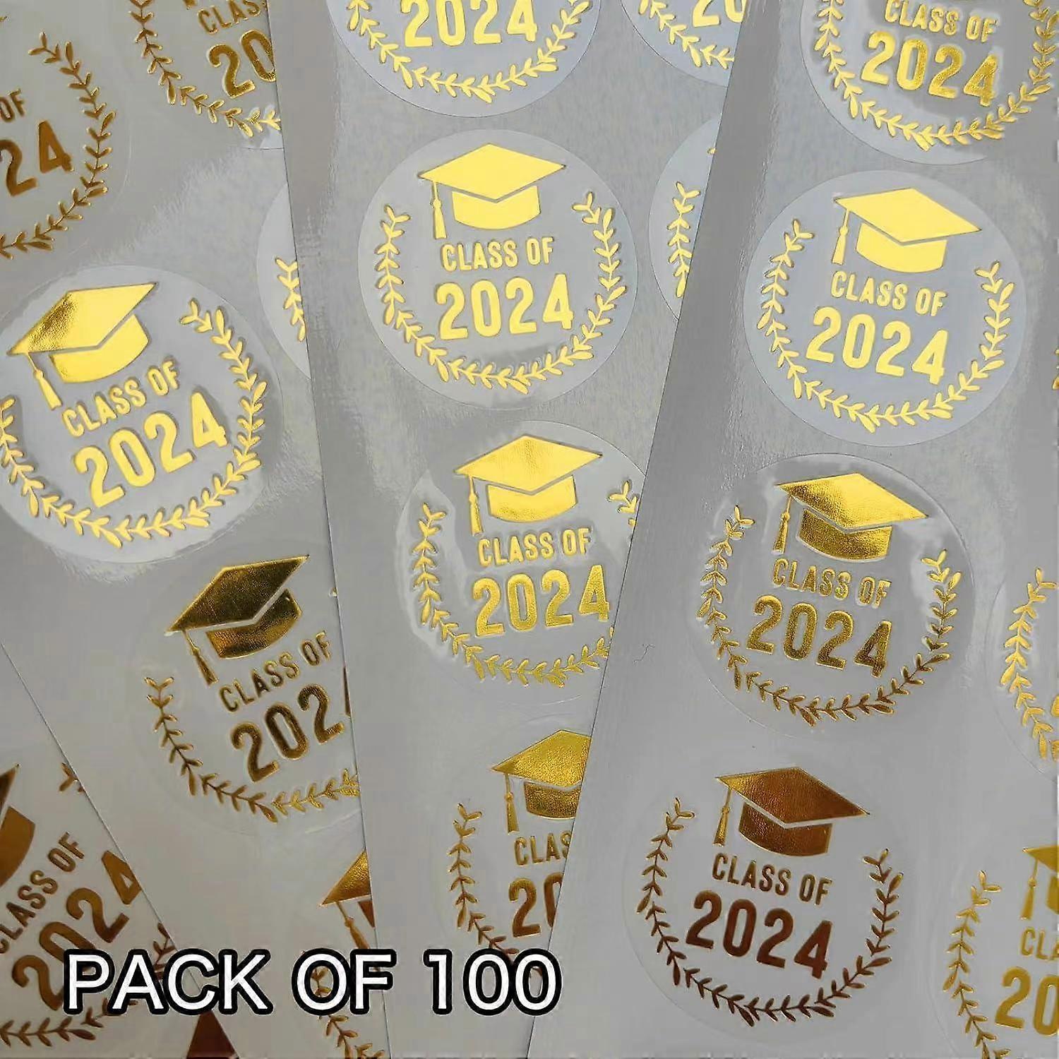 100 x Class of 2024 Stickers, Graduation Gift Gold Stickers, Class of ...