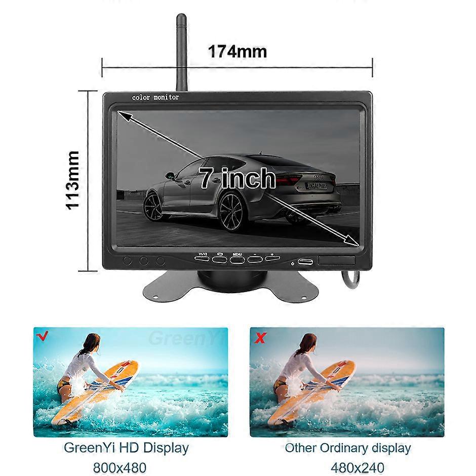 GreenYi Wireless 7 inch Car Monitor Screen Rear View Camera For Truck ...