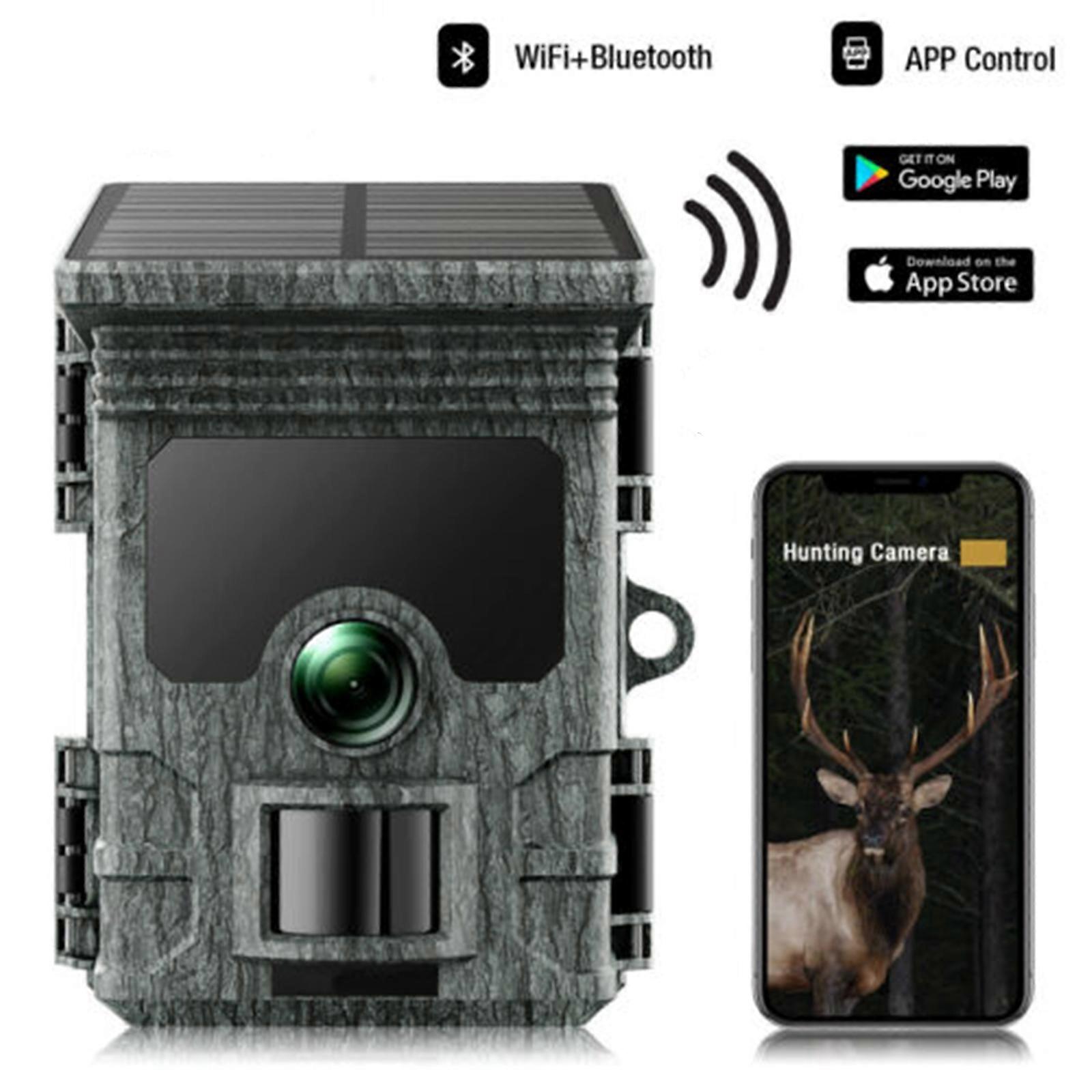 4K WiFi Bluetooth Solar Trail Camera 46MP Wildlife Trap Trail Cam Night ...