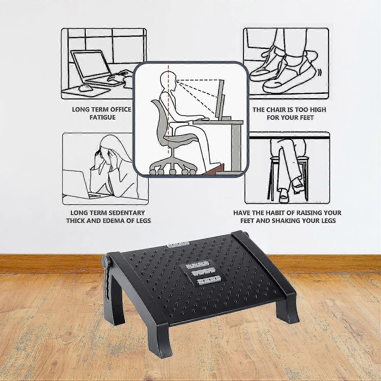Foot Rest, Adjustable Height Foot Rest For Under Desk At Work ...