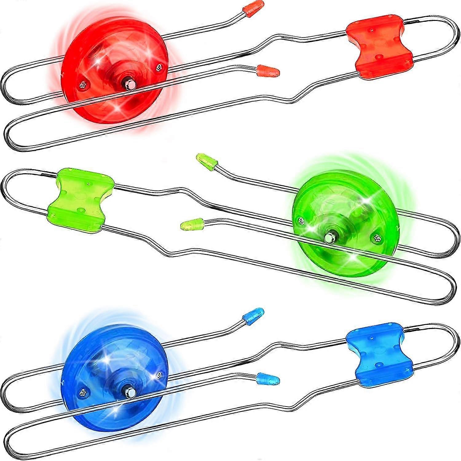 Retro Magic Rail Twirler Toy 3-pack Led Light Up Glow Gyro Wheel ...