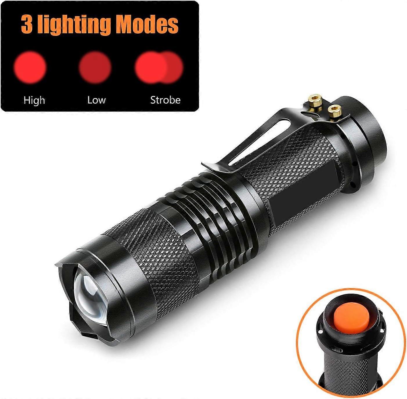 Red LED Flashlight Mini 3 Modes Zoomable Hunting Light Torch for ...