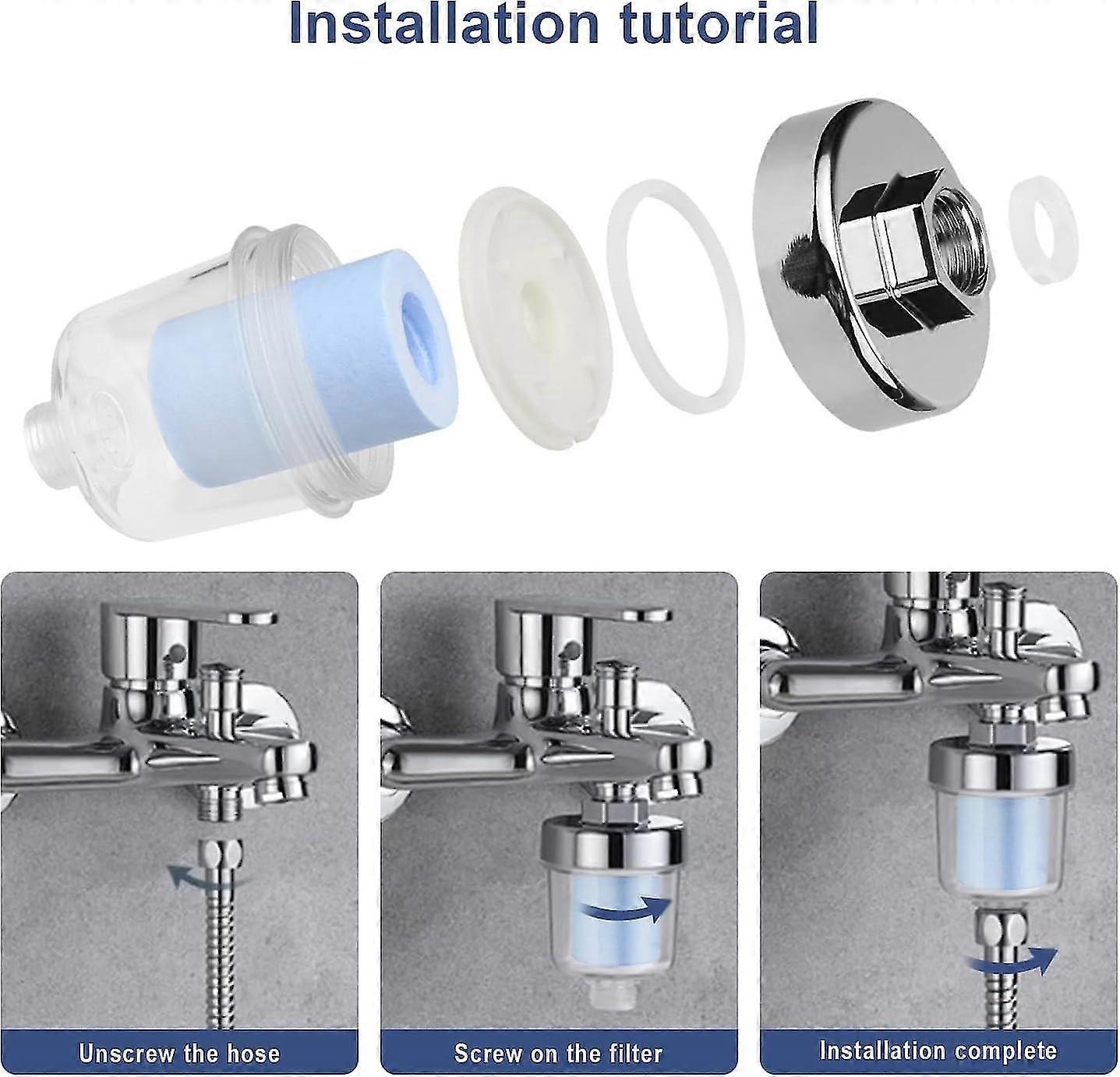 Shower Filter, 1/2" Anti-limescale Filter, With 2 Replaceable Blue ...