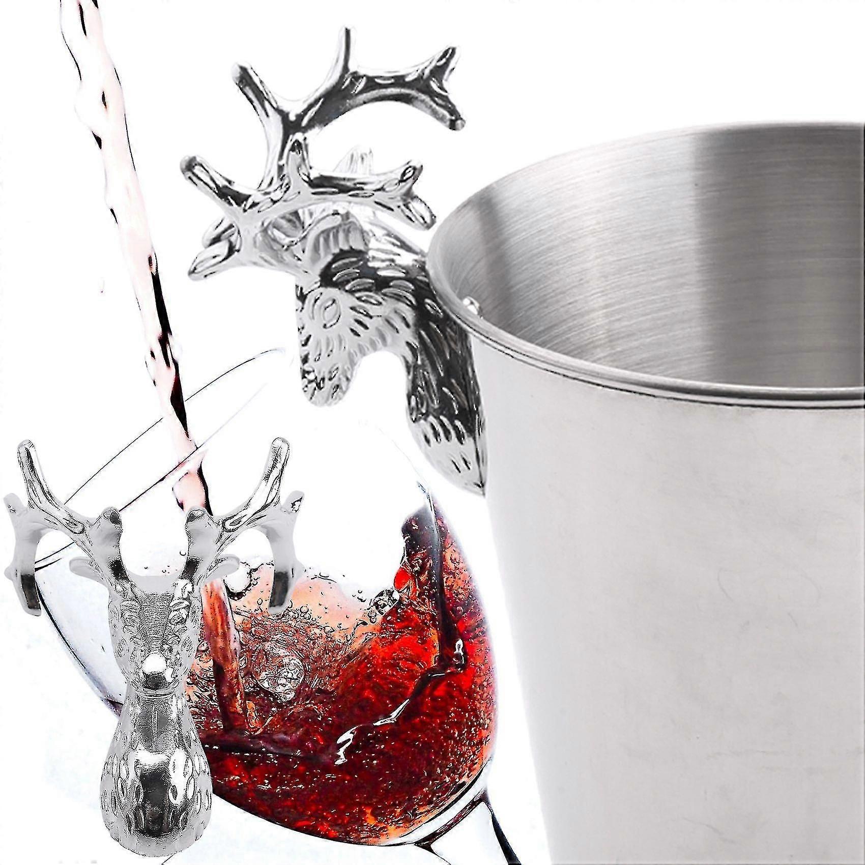 Stainless Steel Ice Buckets,deer Head Handle,insulated Ice Bucket,wine ...