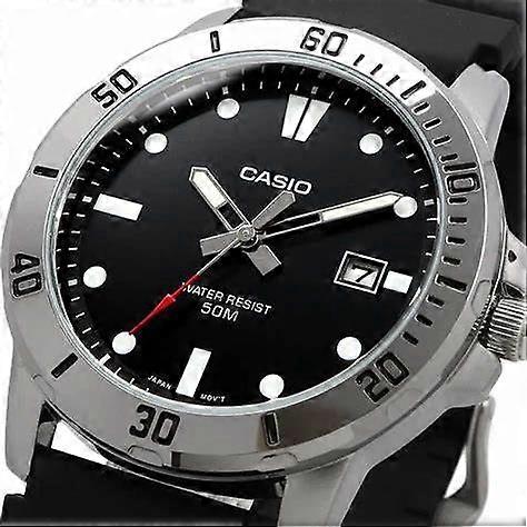 Casio Mtp-vd01-1evudf Men's Analog Watch - Black Resin Band, Black Dial ...