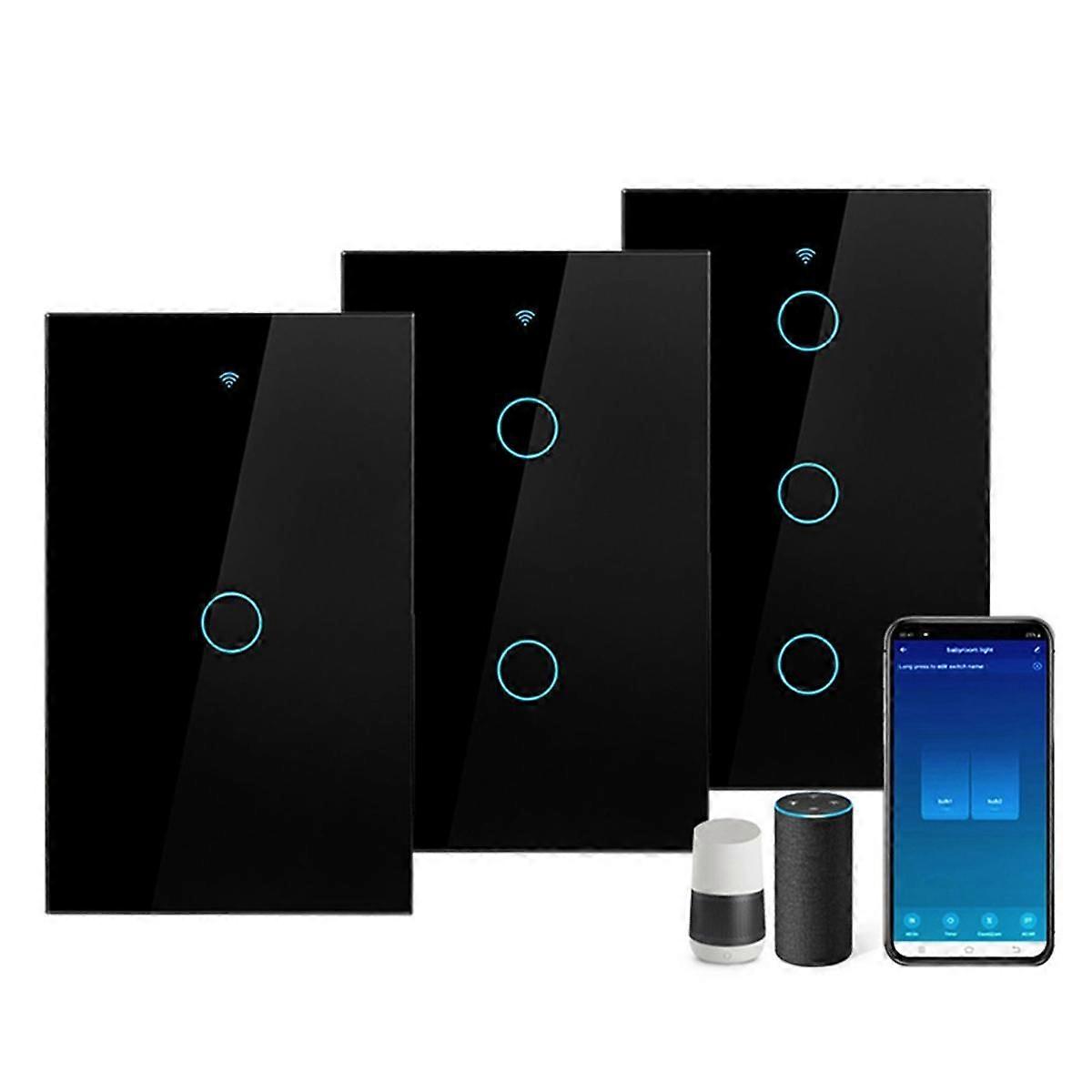 Tuya US Plug WiFi Smart Wall Switch 4 Gang No Neutral Wire Touch Sensor ...