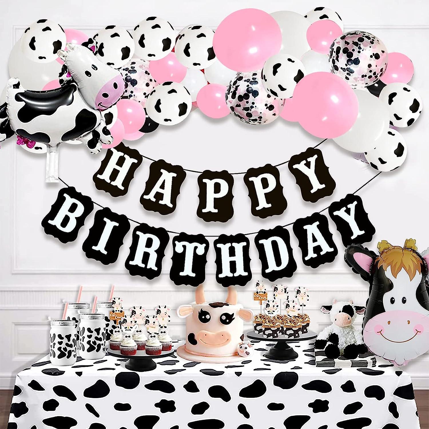 102 PCS Funny Cow Party Decorations Cow Balloons Garland with Cow Happy ...