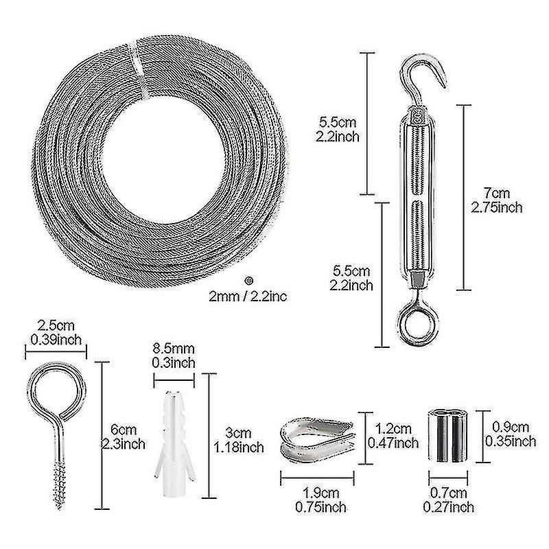 Cable Railing Kit 30m Stainless Steel Cable Wire Rope Cable Garden Wire Light Suspension Kit