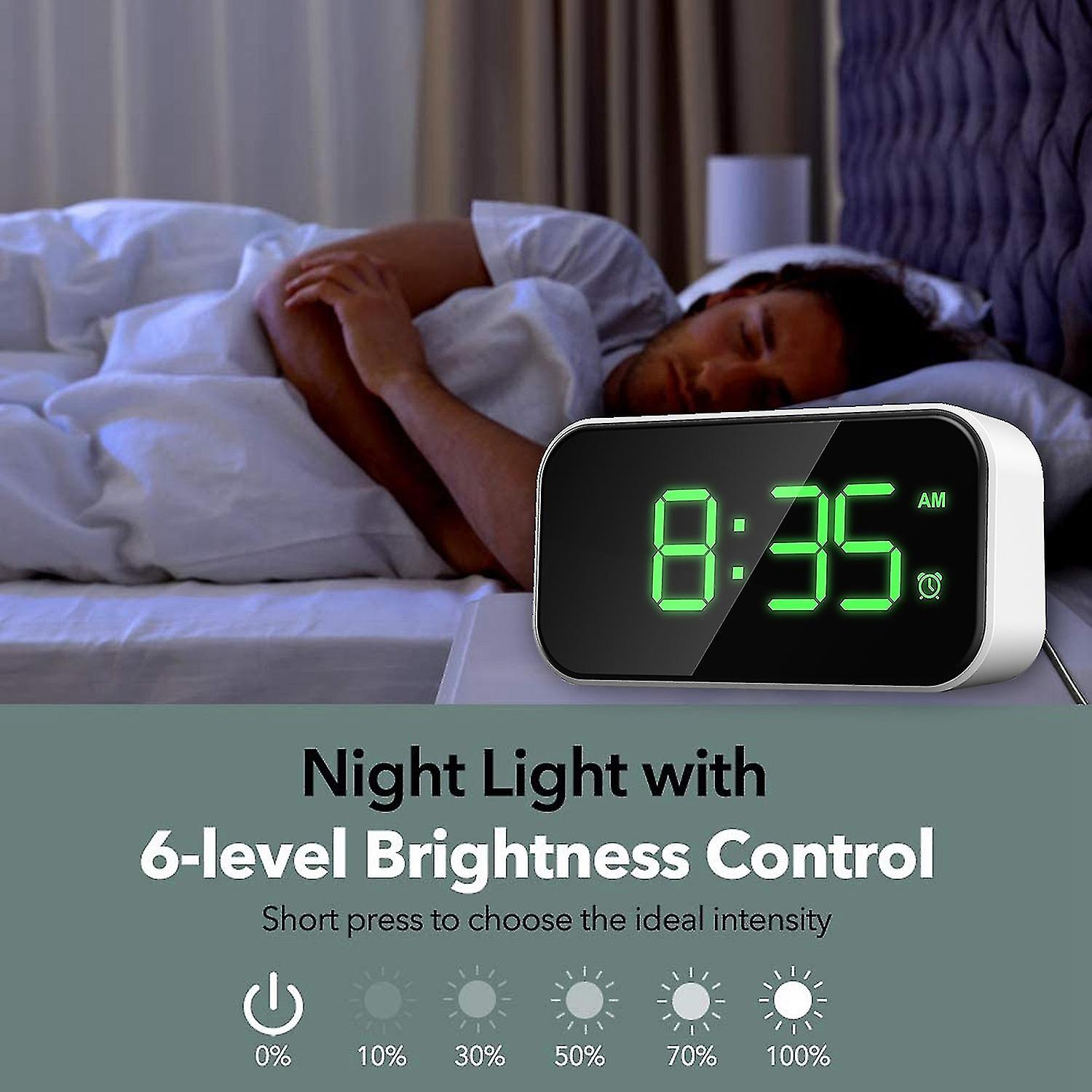 Digital Alarm Clock For Bedrooms, Bedside Clock With 6 Levels Of ...