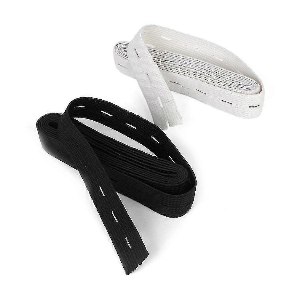 2pcs 1.5m Sewing Button Hole Knit Elastic Band Waistband (white+black ...