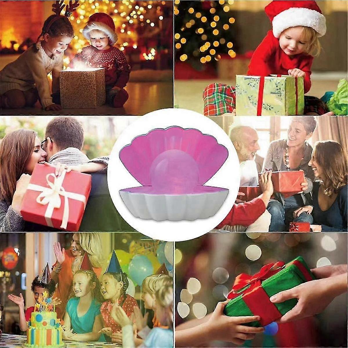 Pearl Shell Night Light Color Changing LED Seashell Desktop Decorative ...