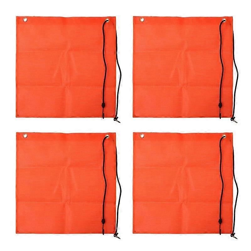 4Pcs 18x18 inch Mesh Safety Flags Orange Warning Flag Bungee Good ...