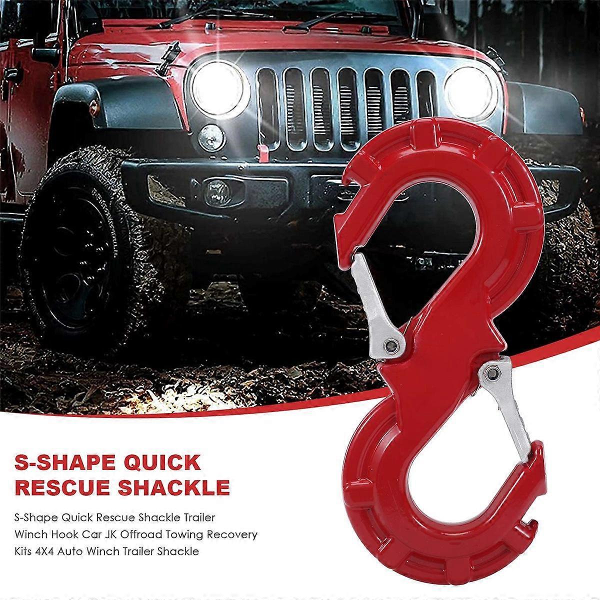Red S-Shape Quick Rescue Shackle Trailer Winch Hook Car JK Offroad ...