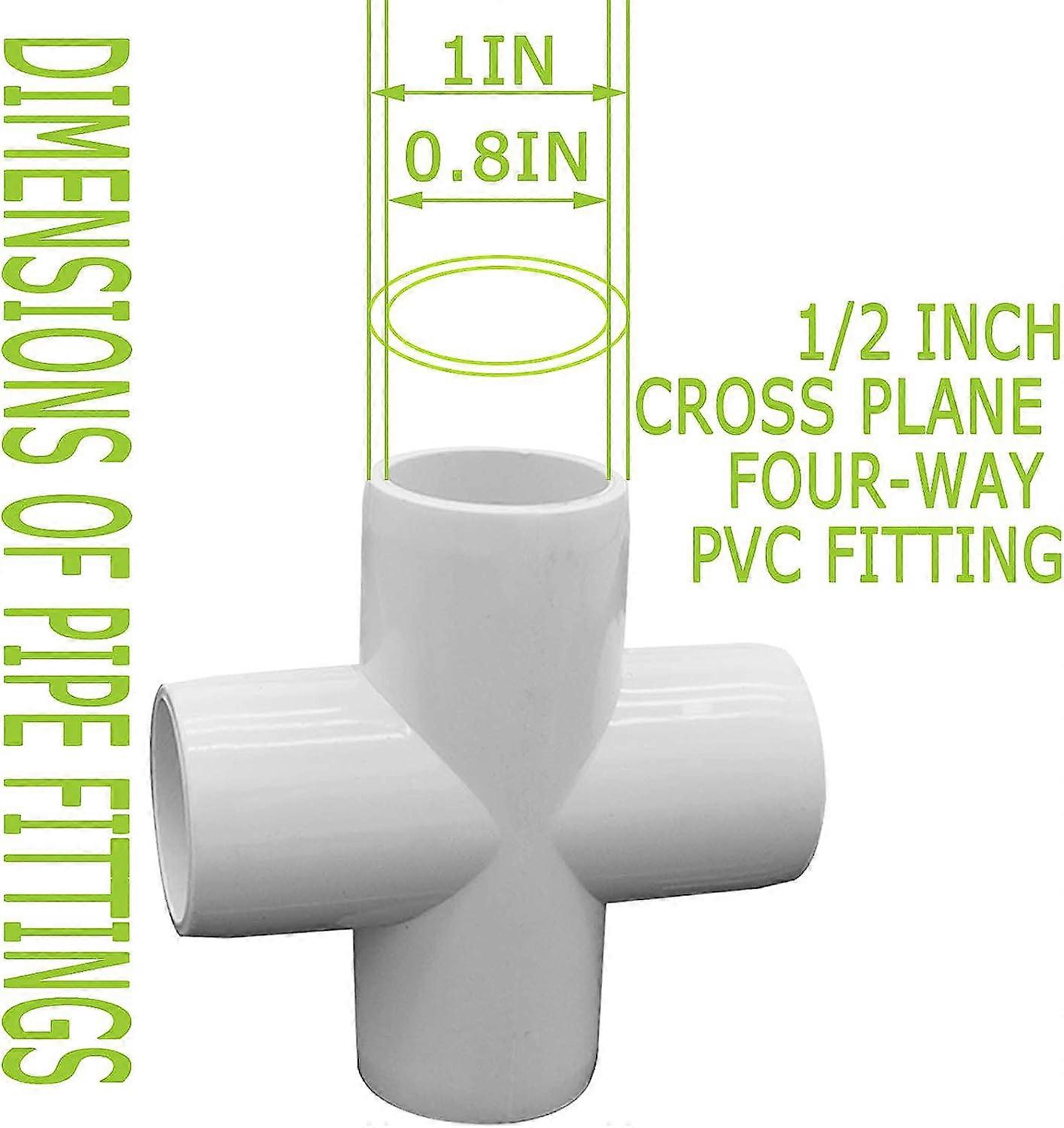 20PCS 4 Way Cross PVC Fittings, 1/2Inch Heavy Duty PVC Pipe Fitting PVC ...