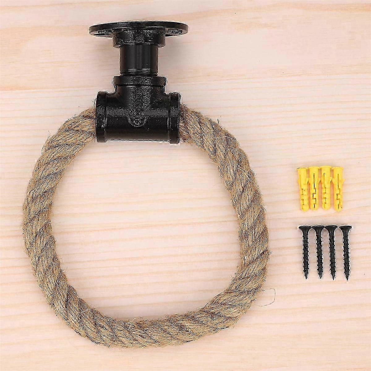 Vintage Towel Rack Ring Industrial Style Wall Mount Towel Holder Iron ...