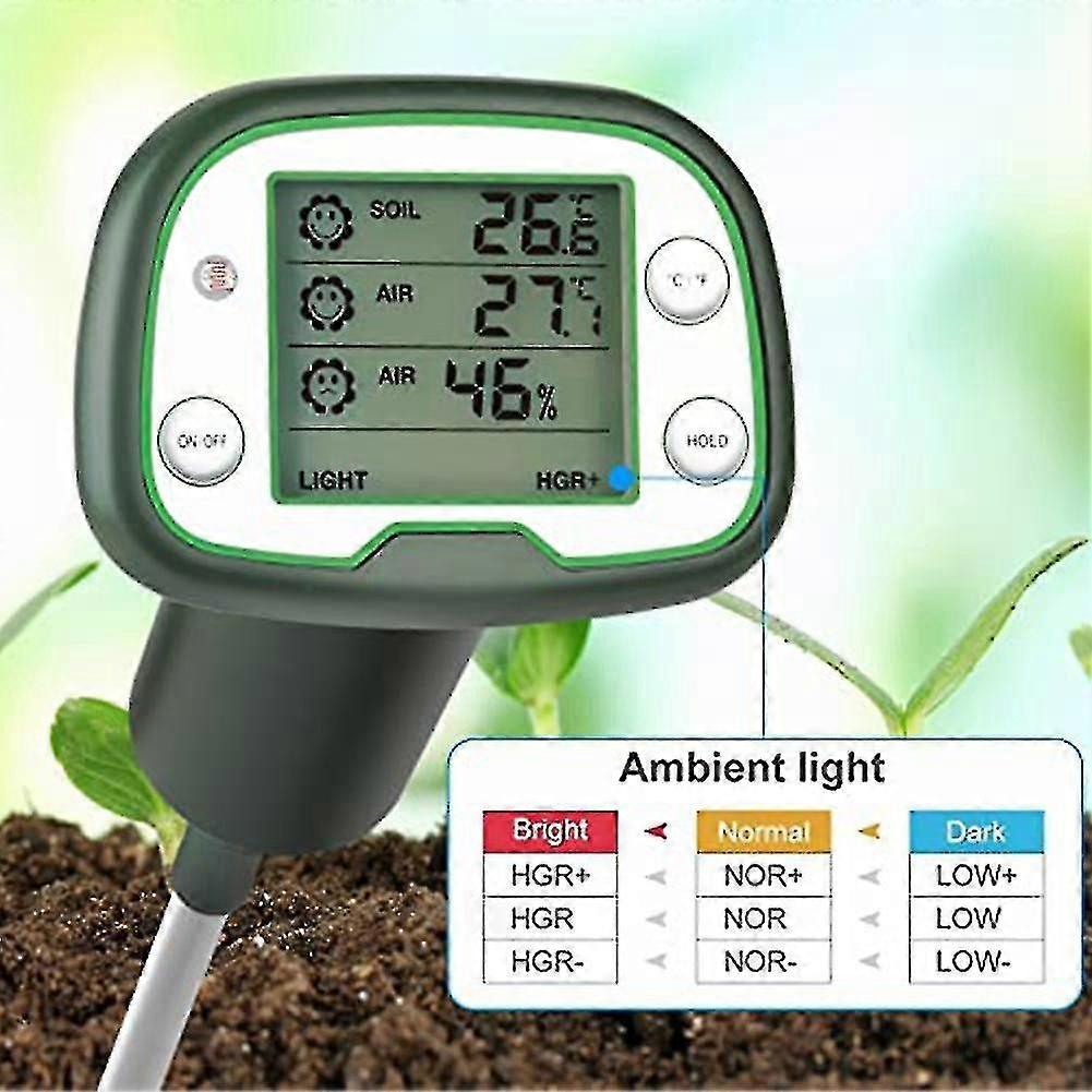 Digital Soil Thermometer 4-in-1 Soil Tester Soil Thermometer/light/air ...