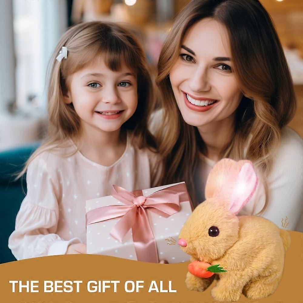 Electric Hopping Rabbit Plush Toy Interactive Walking Pet with Sounds ...