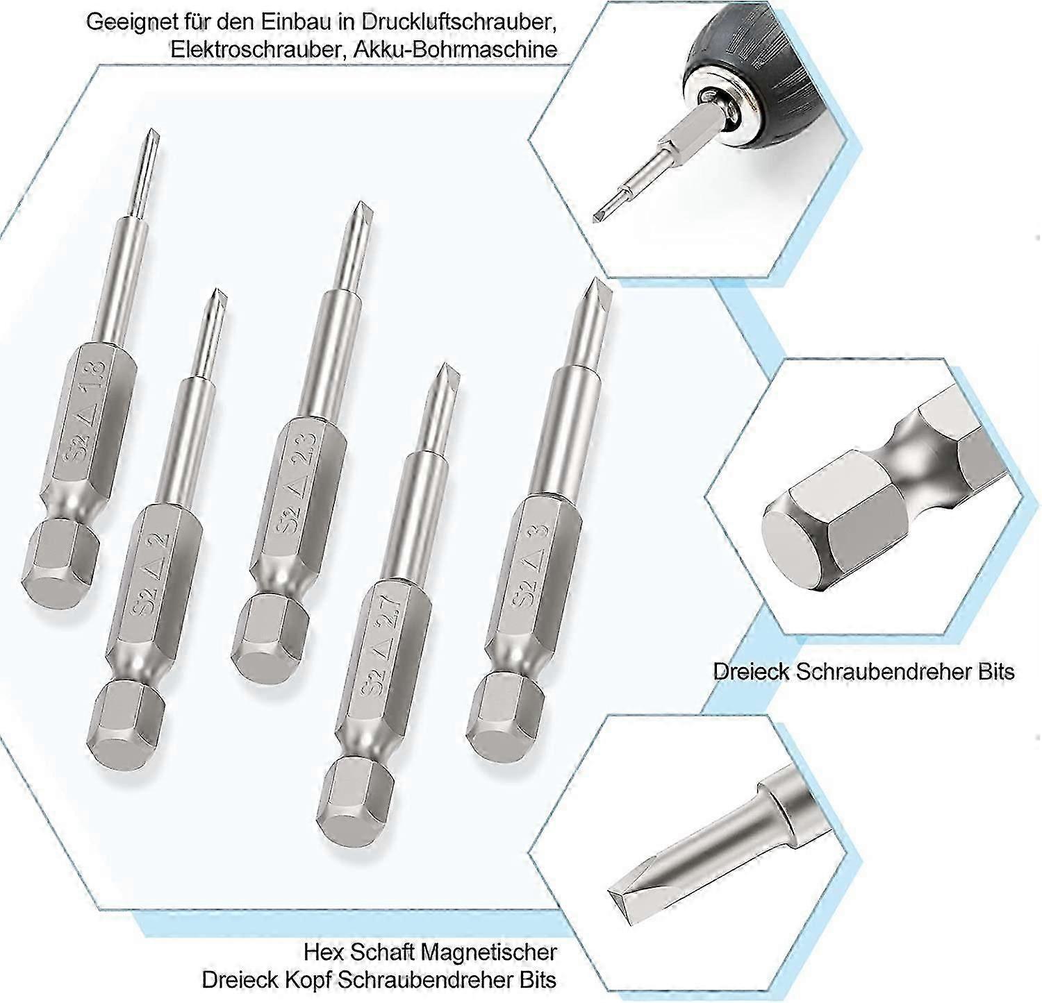 5pcs Magnetic Triangle Bits 1/4 Inch Triangle Screwdriver Bits Hex ...