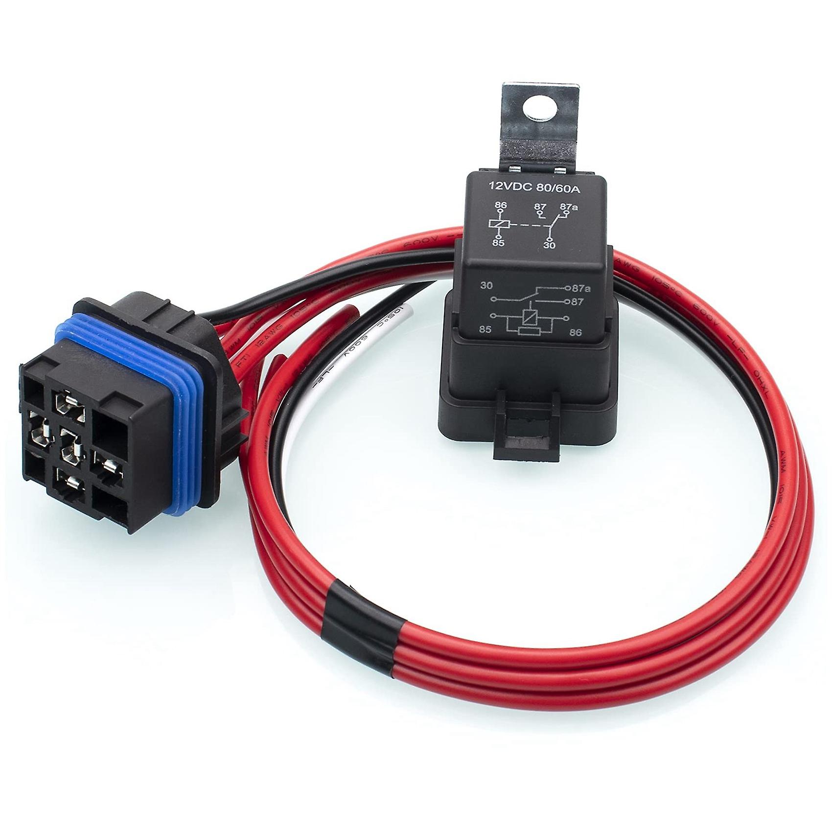 60/80 Amp 12 Volt Waterproof Automotive Relay With Pigtail 5-pin Heavy ...