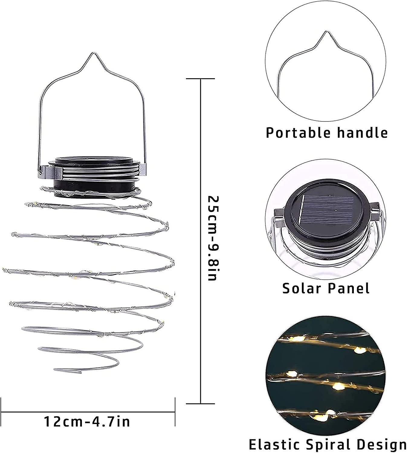 Solar Powered Garden Lights,4 Pieces 80 Led Solar Spiral Lights Metal ...