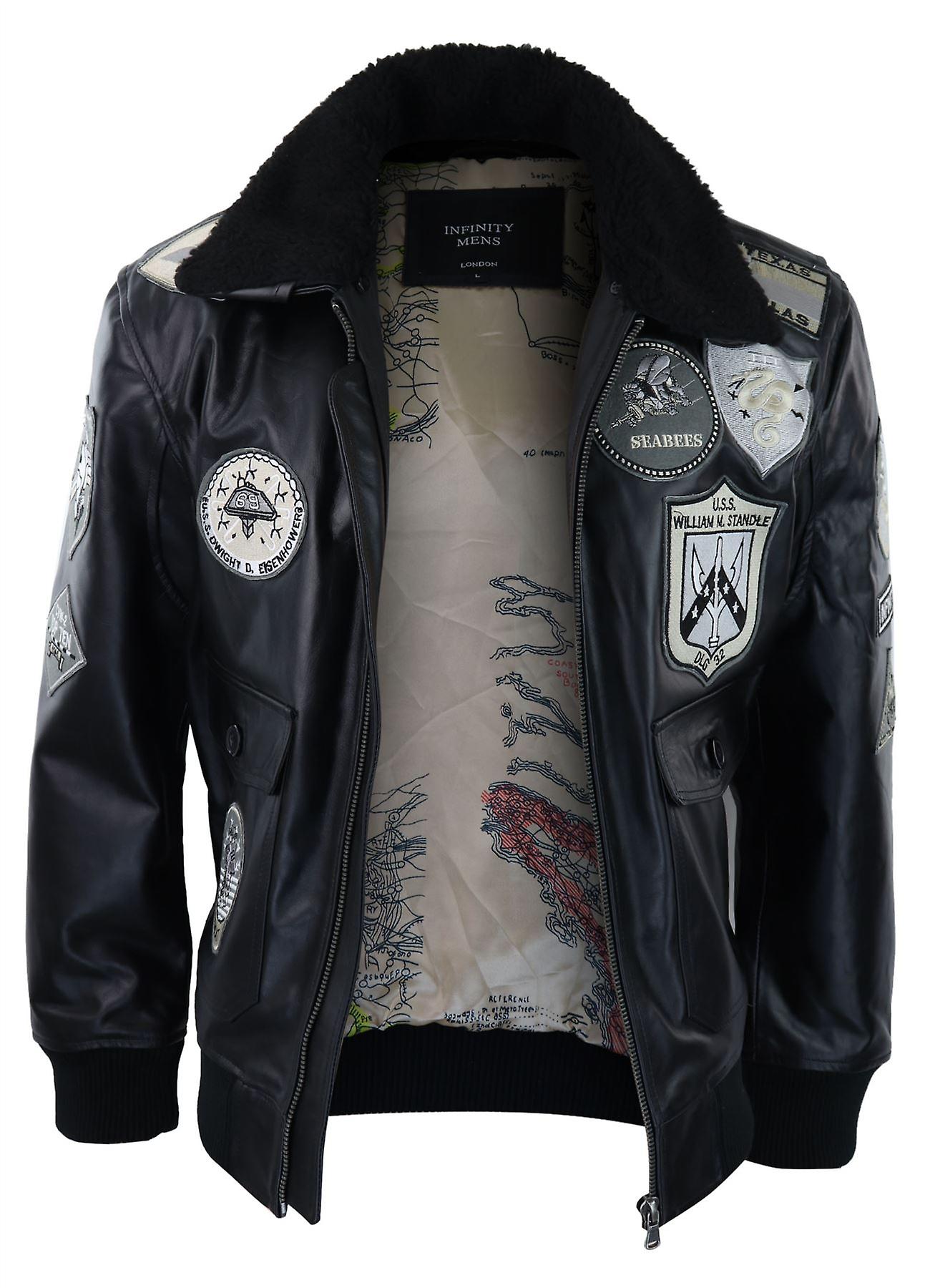 Men's Full Maverick Jacket Pilot Bomber US Badges | Fruugo UK