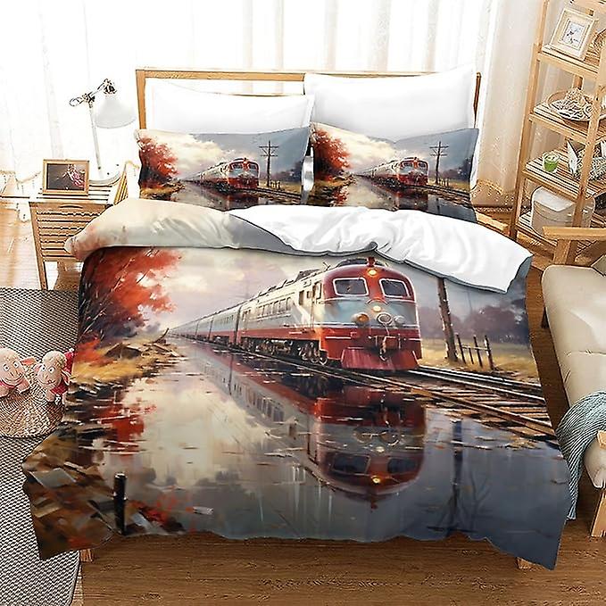 Cartoon Train 3D Printed Anime Train Bedding Set Comforter Covers Quilt ...