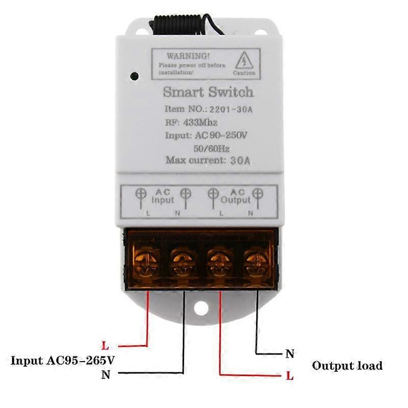 High Power AC90-250V 30A 433MHz Remote Control Switch RF Relay Receiver ...
