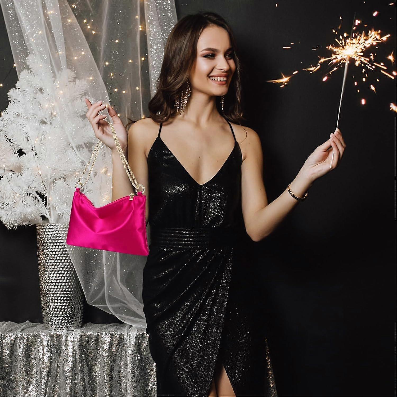 Women Satin Evening Handbag Wedding Prom Clutch Purse Formal Cocktail ...