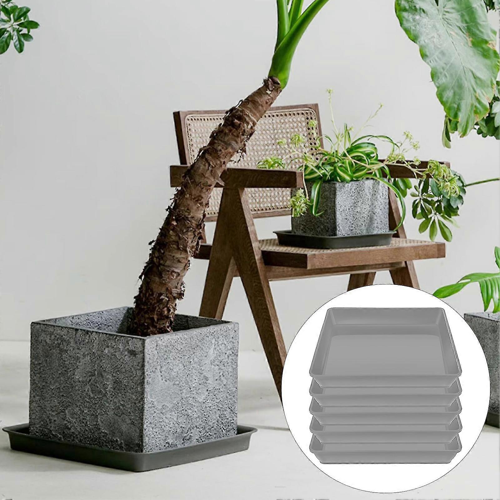 5pcs Square Flower Pot Trays Plastic Catch Excess Water Soil Spills For ...