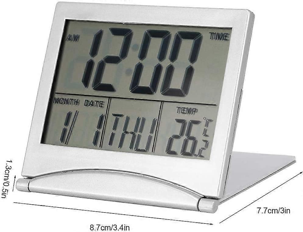 Digital LED Alarm Clock, Folding Travel Timer Calendar with Leather ...