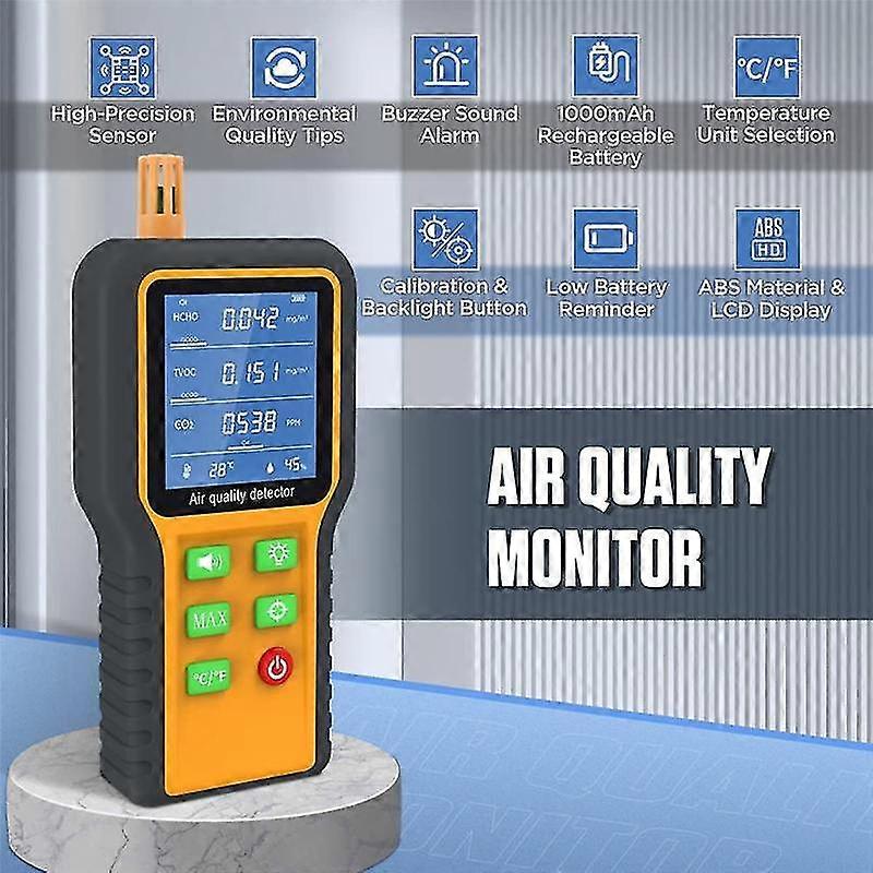 Air Quality Monitor Indoor Detector Testing Kit With Digital ...