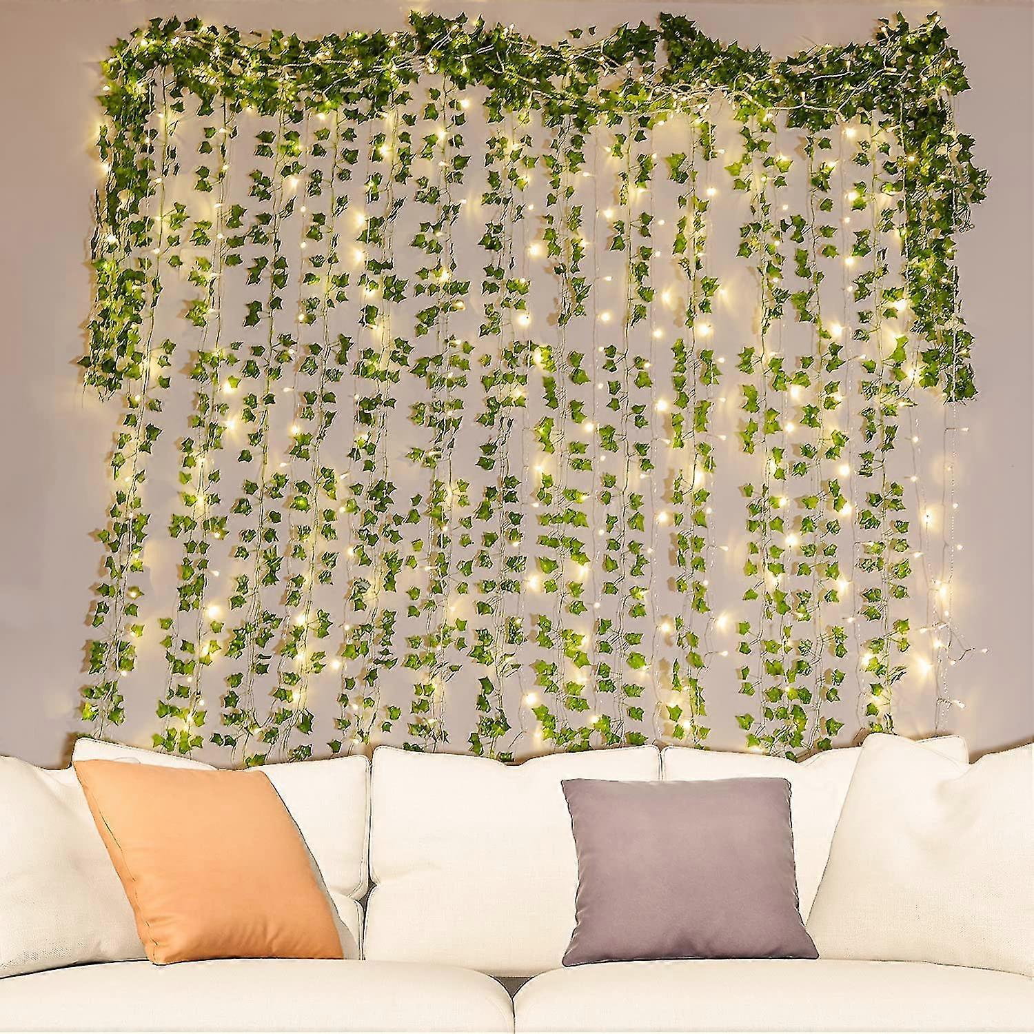 12 Pieces Artificial Ivy, Artificial Hanging Ivy With 100 Led Light ...