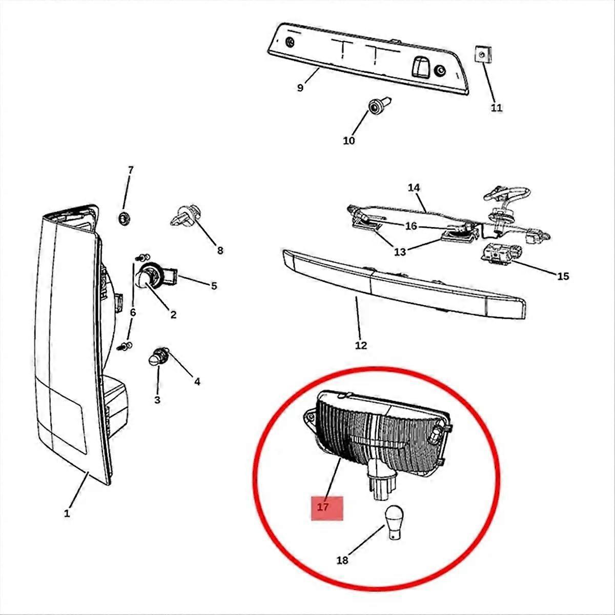 for Jeep Grand Cherokee 2005-2009, Right Tail Rear Bumper Fog Lamp ...