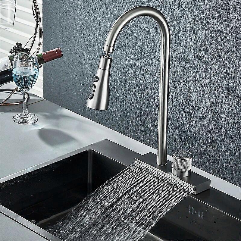 Waterfall Sink Faucet For Kitchen Hot Cold Mixer Wash Basin Multiple ...