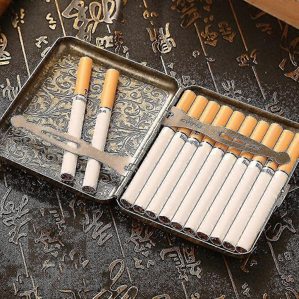 Retro Metal Cigarette Case Box - Double Sided Spring Clip Open Pocket ...
