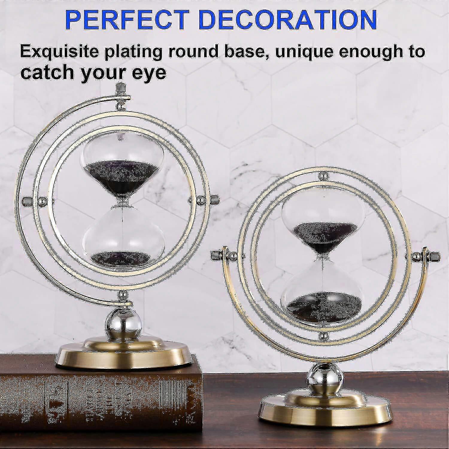 Large Brass Hourglass Timer 60 Minutes, Antique Rotating Black Sand ...