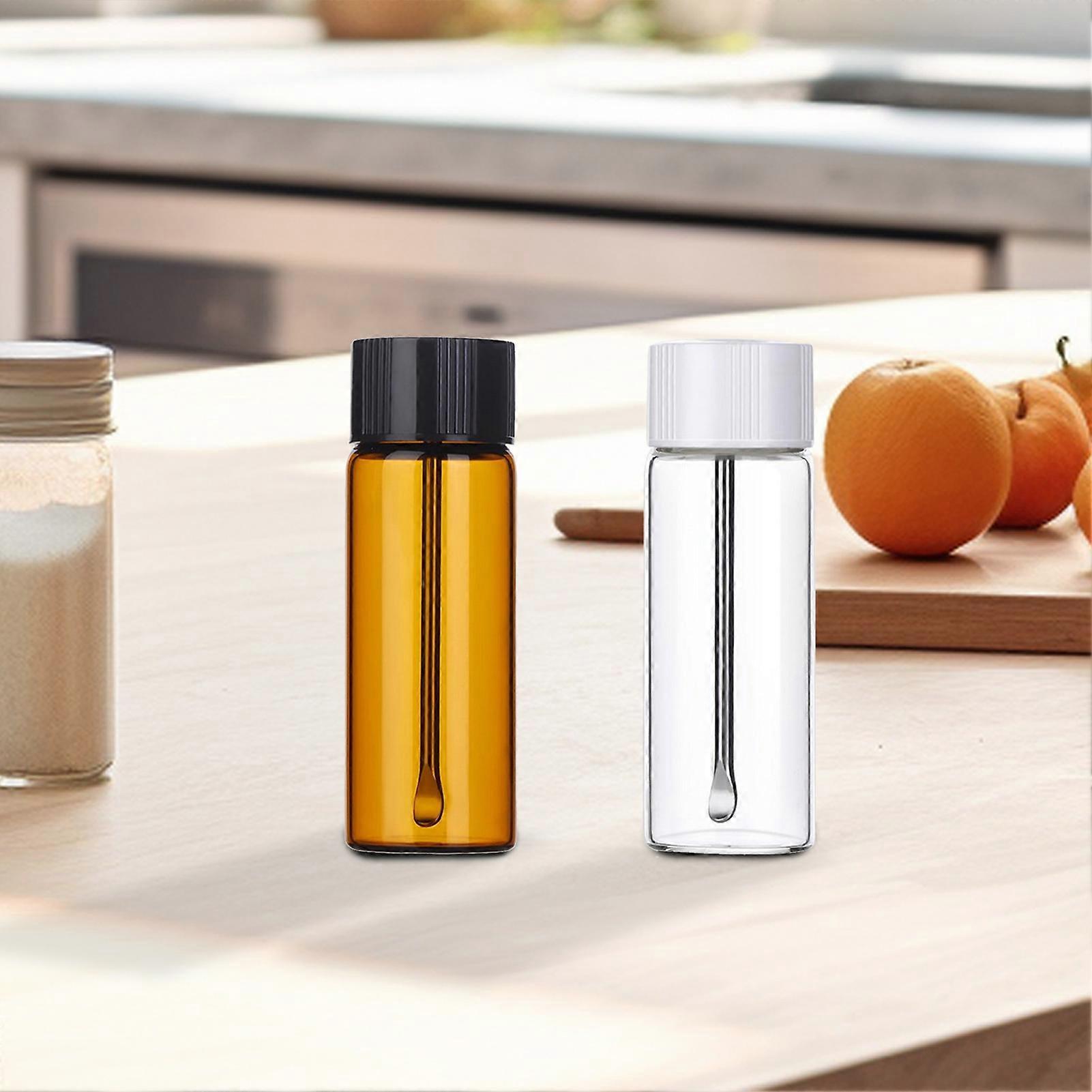 5/10Pcs Glass Powder Dispensing Bottles with Spoons Airtight Travel ...