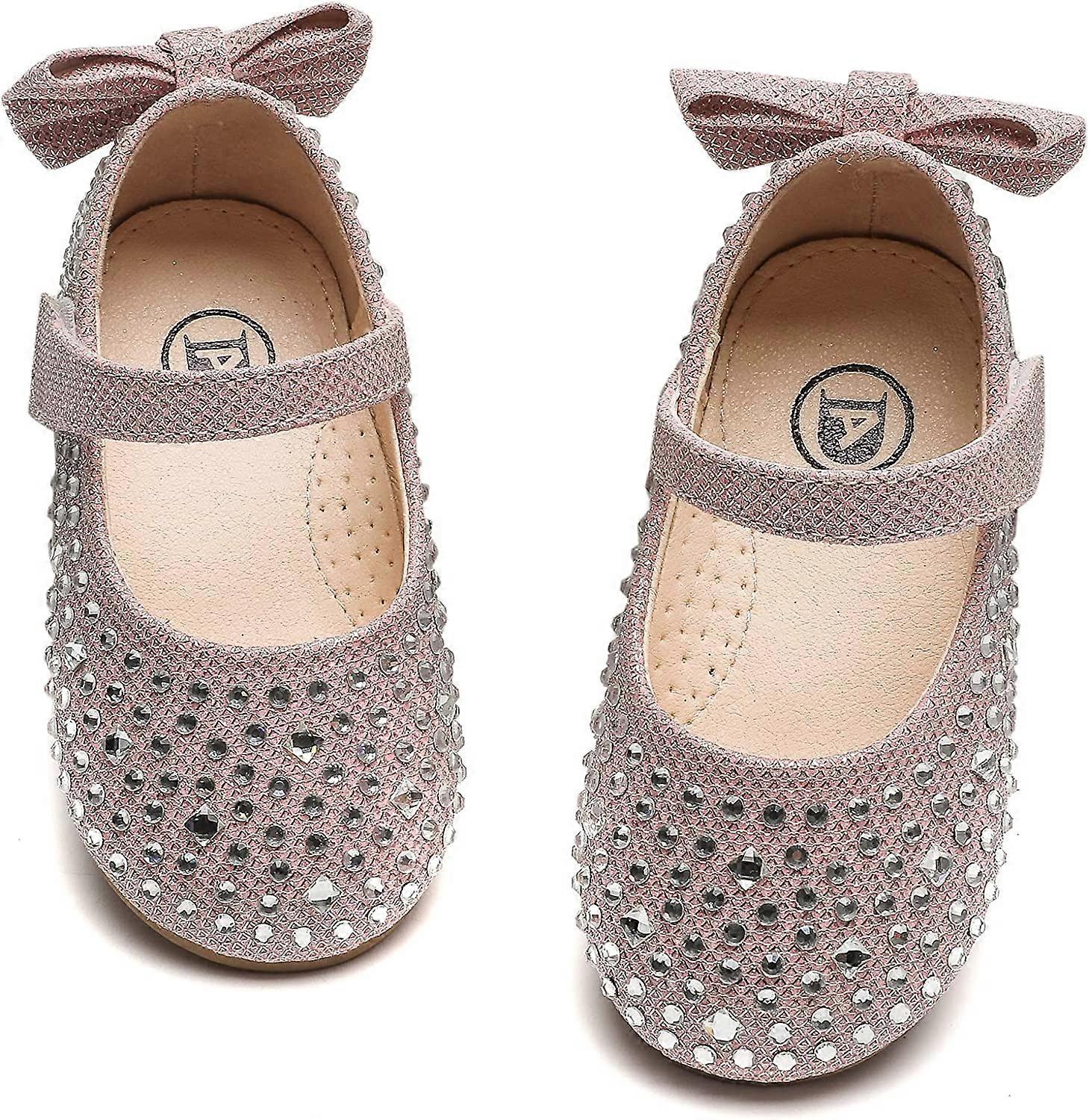 Girls Dress Shoes Princess Glitter Rhinestone Mary Jane Ballerina Flats Party School Shoes ...