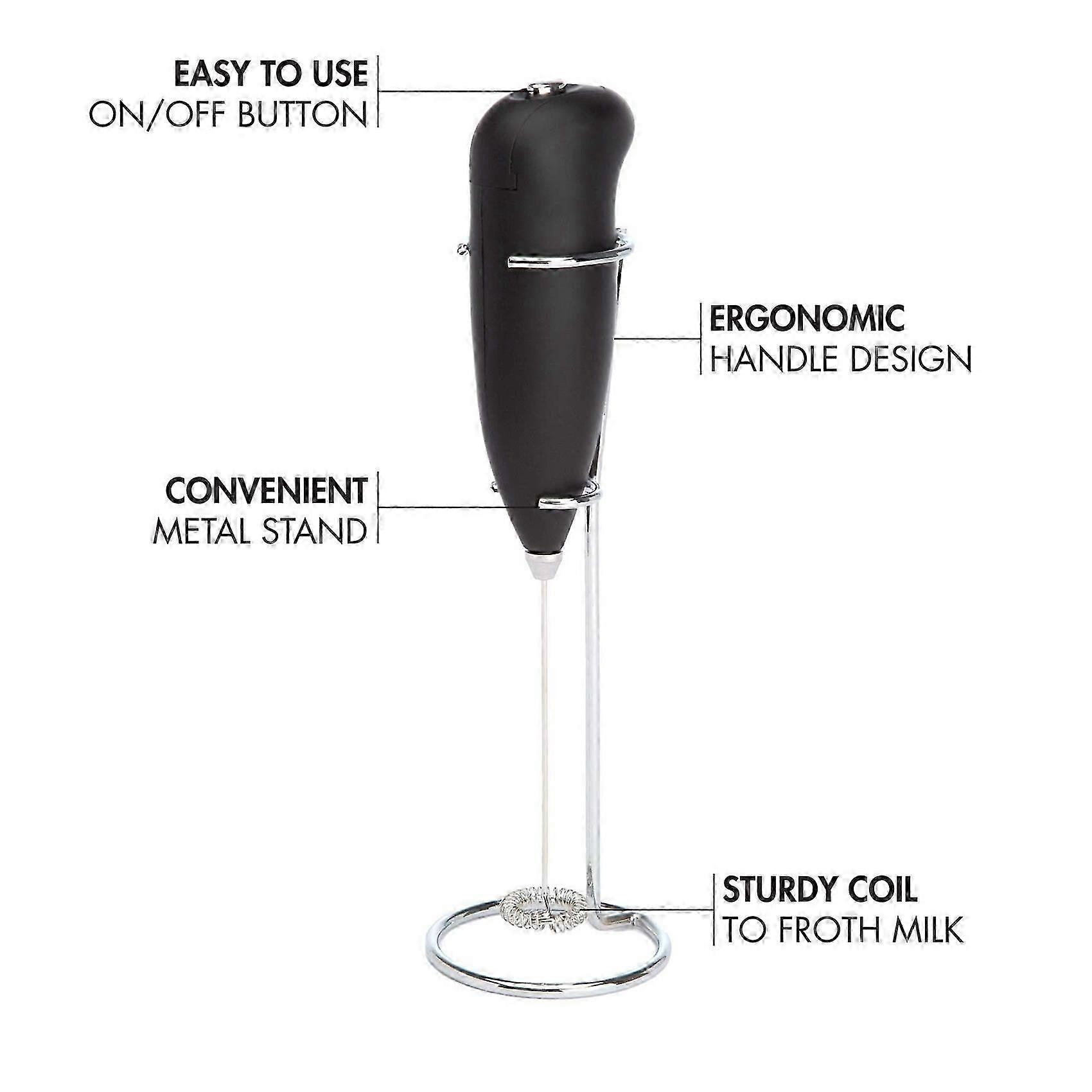 Milk Frother with Stand, Handheld Whisk Drink Foamer Mini Blender Mixer ...