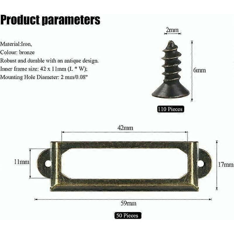 50 metal labels for cabinet drawer, frame for plaque for office shelves ...