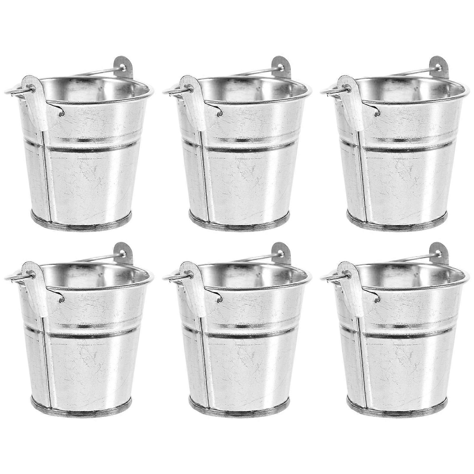 6Pcs Mini Metal Buckets with Handles Iron Chip Fry Serving Buckets ...
