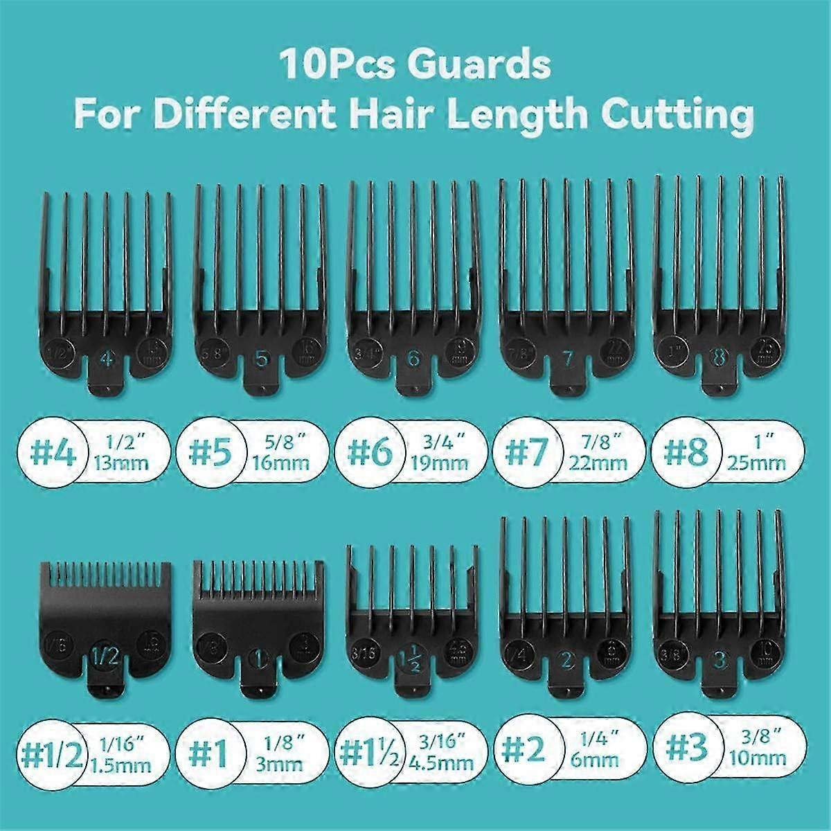 10PCS Clipper Guards Set for Most Wahl Clippers and liss FX870 Clipper Guides Replacement - 1/16 ...