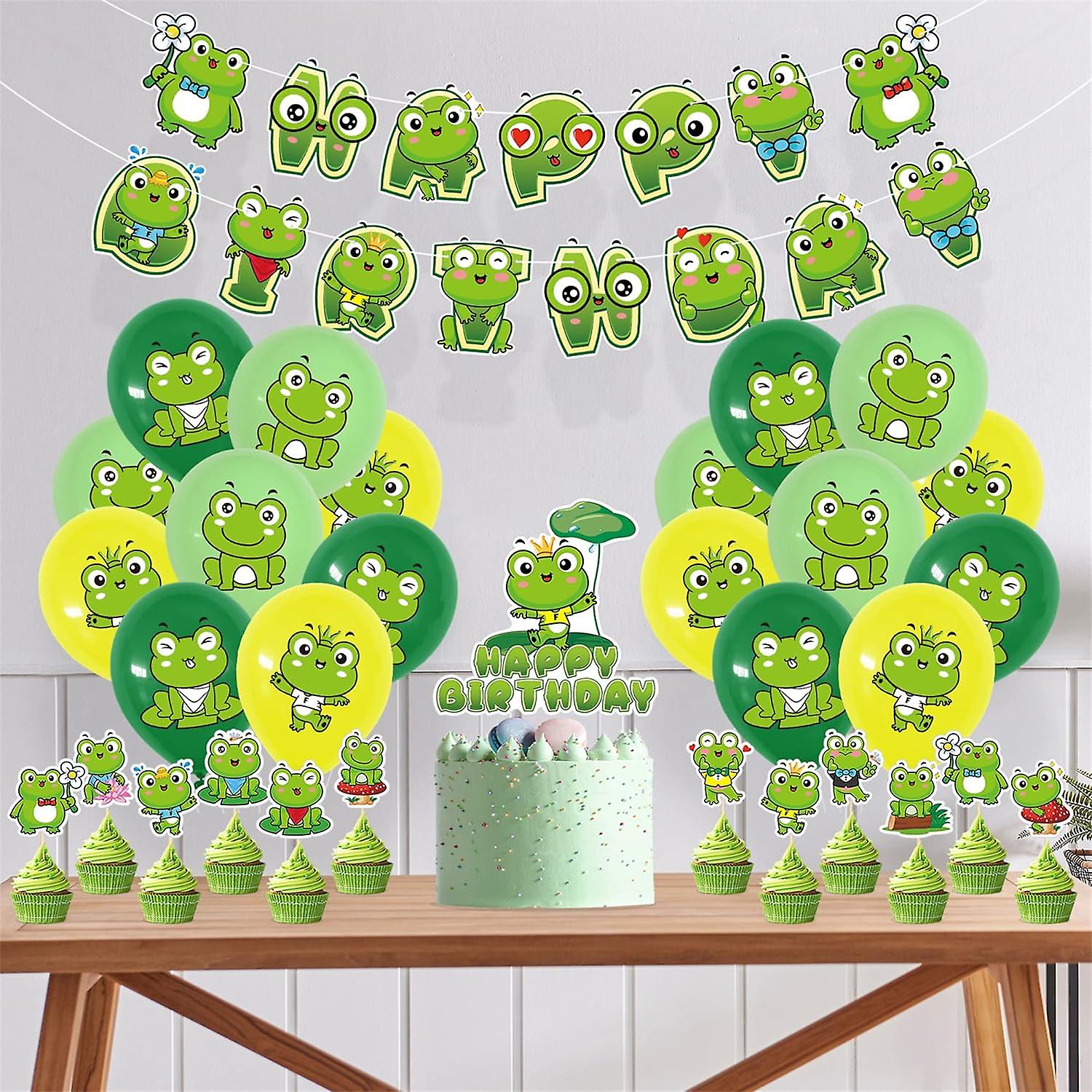 32pcs Frog Theme Birthday Party Supplies And Decorations Frog Happy ...