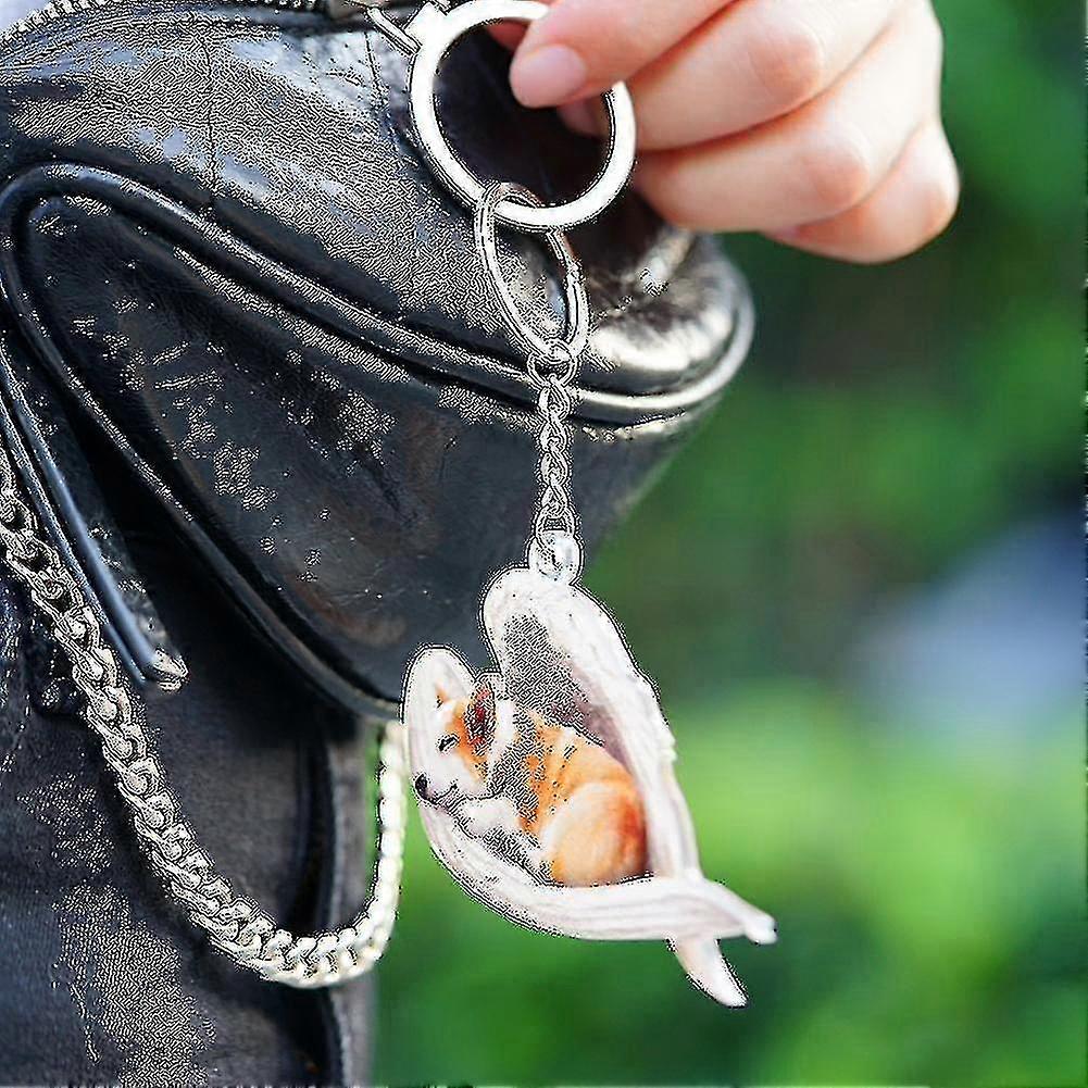 Hanging Ornament Keychain Cute Sleeping Angel Dog Wing Pendant Dog Gift ...