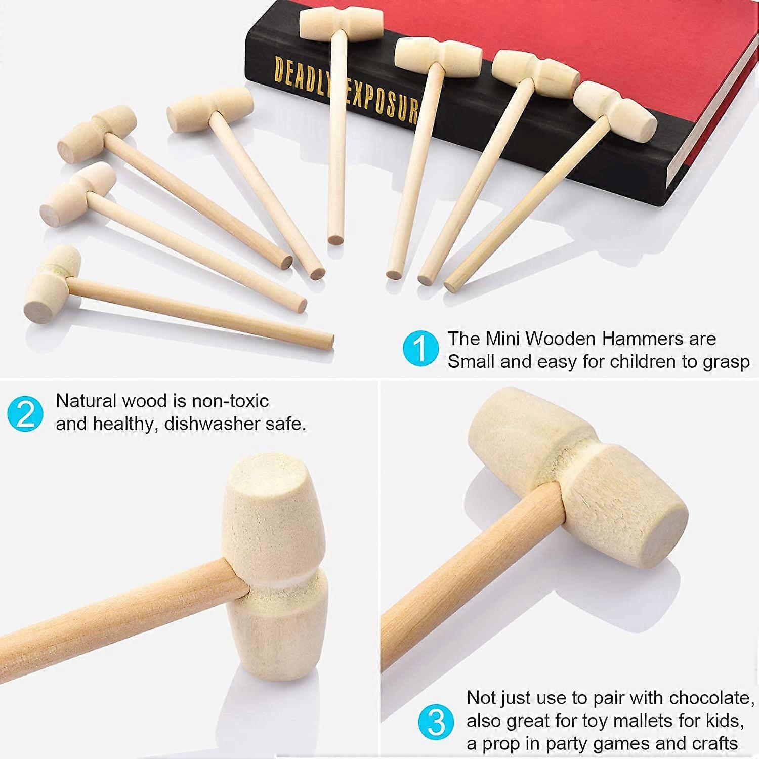 20Pcs Wood Hammers, Wooden Hammer for Chocolate, Multi-Purpose Solid ...